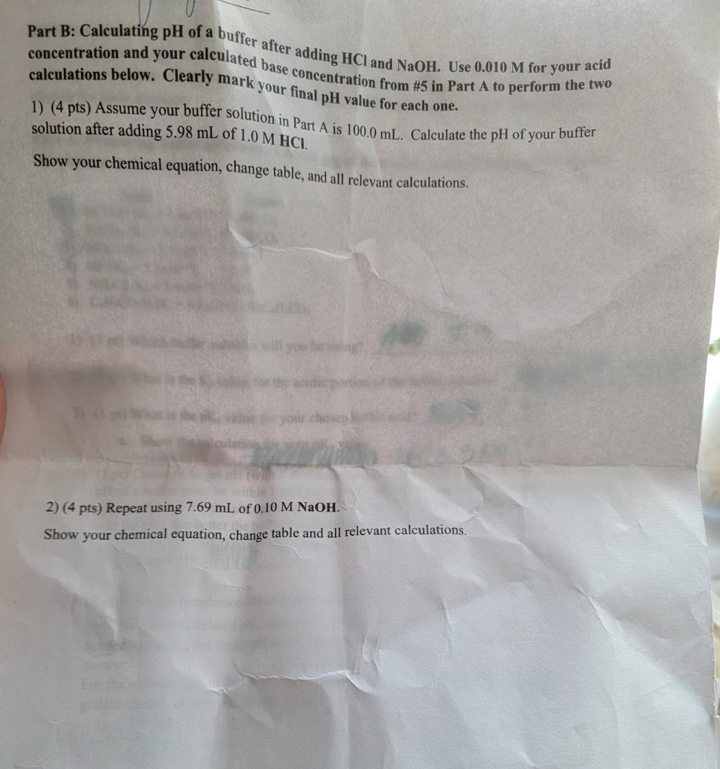 Solved Part A: Preparing buffer solutions. Choose one of the | Chegg.com