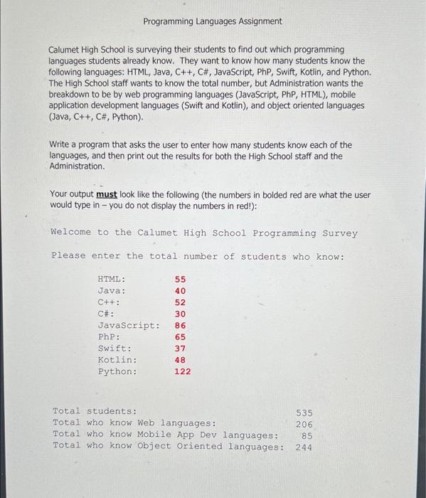 Solved program this in C language. Calumet Highschool is | Chegg.com