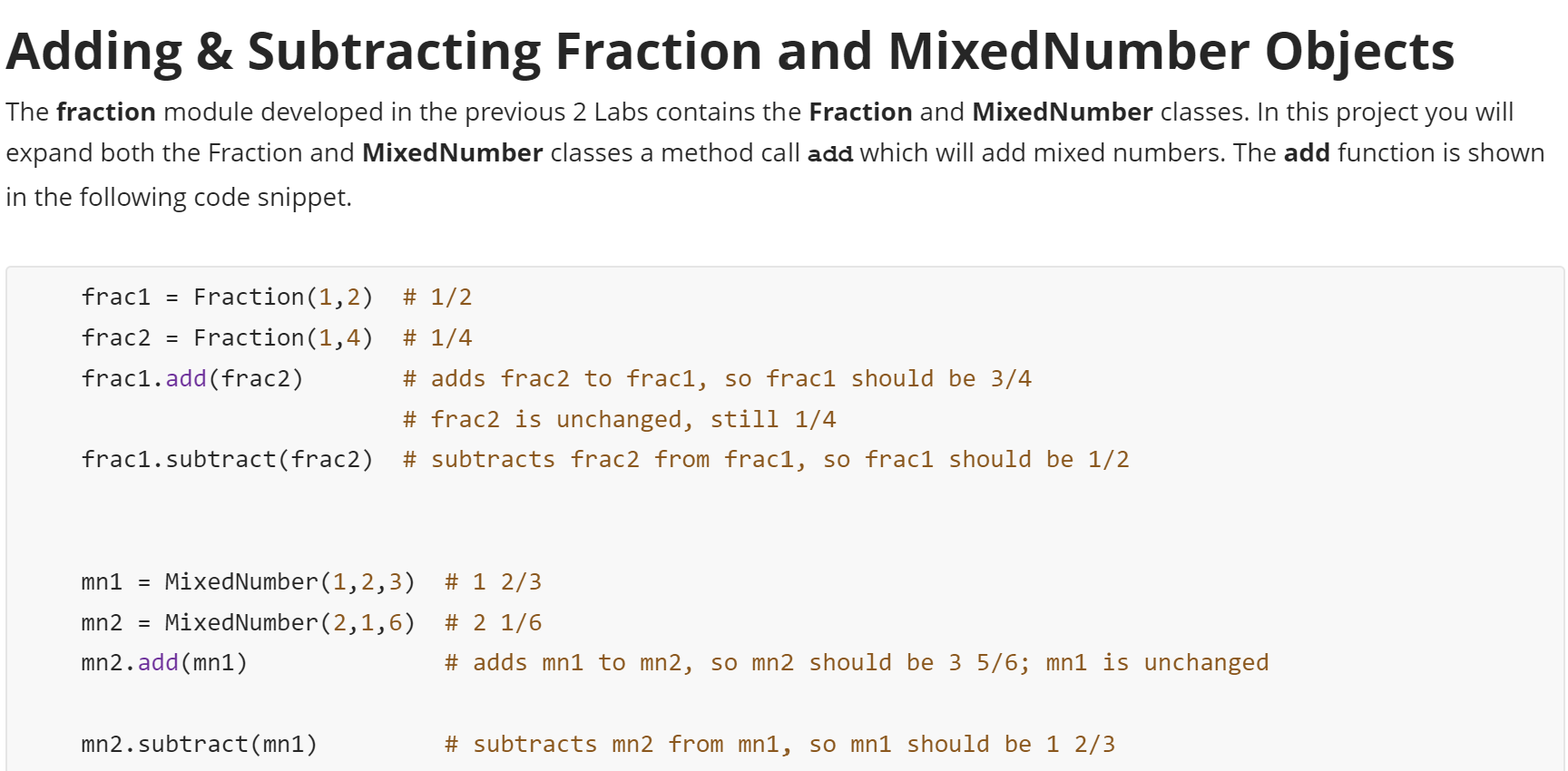 Solved import math class Fraction: ﻿ ﻿ def | Chegg.com