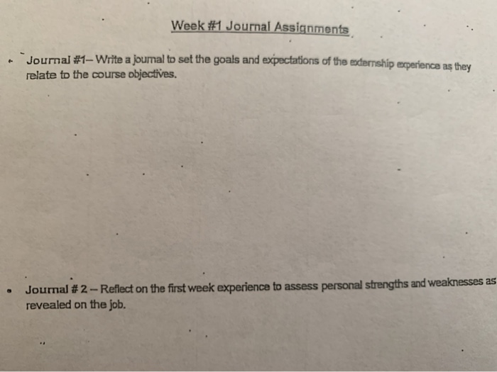 Solved Week #1 Journal Assignments Journal #1- Write a | Chegg.com