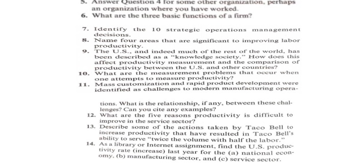 Solved 1. Why should one study operations management? 2. | Chegg.com