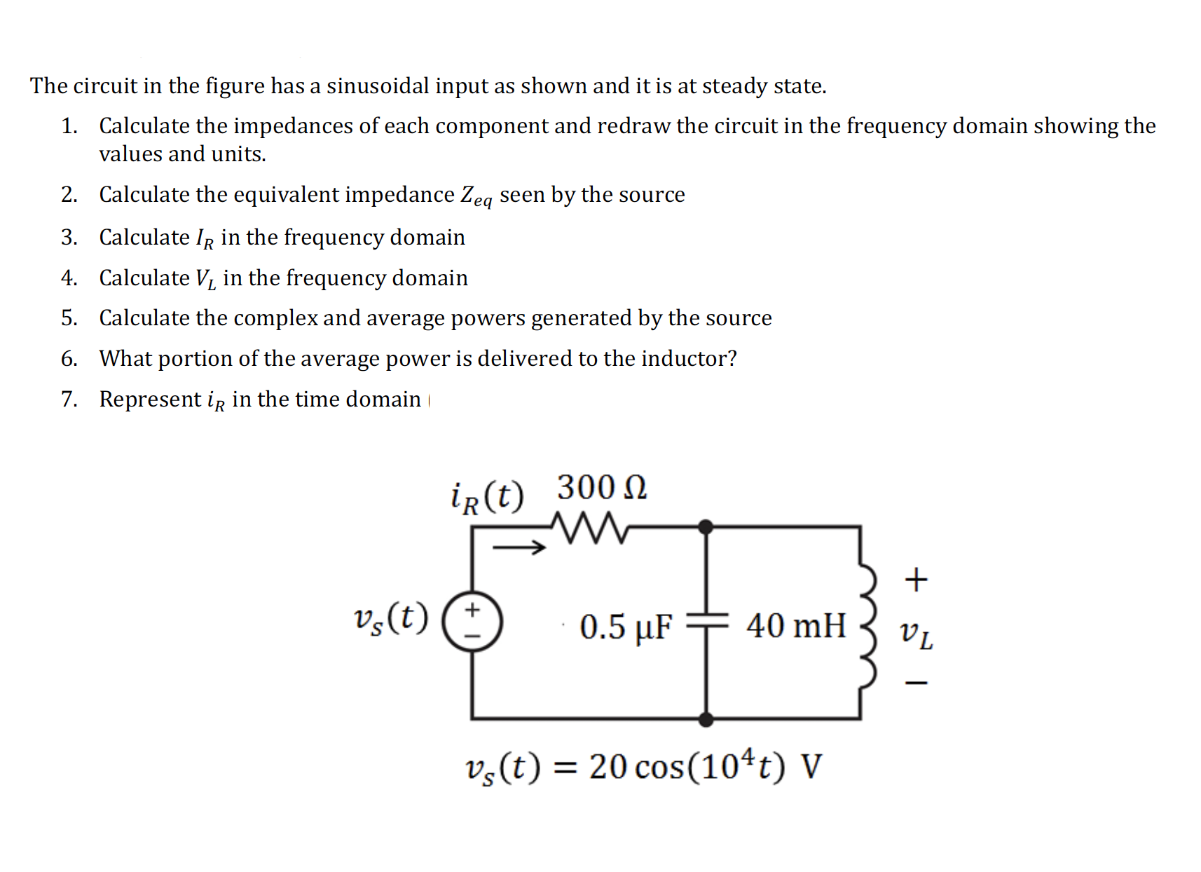 Solved The circuit in the figure has a sinusoidal input as | Chegg.com