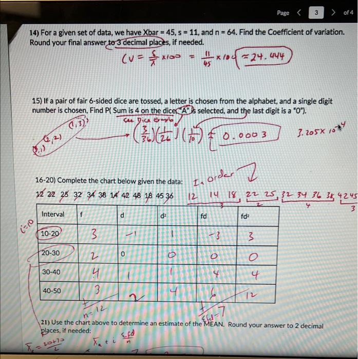 Solved 14) For a given set of data, we have Xbar=45,s=11, | Chegg.com