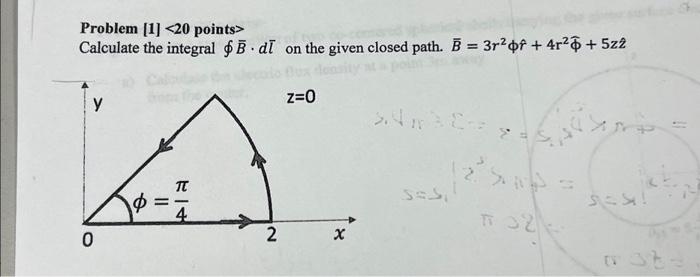 Solved Problem [1] Calculate the integral B dl | Chegg.com