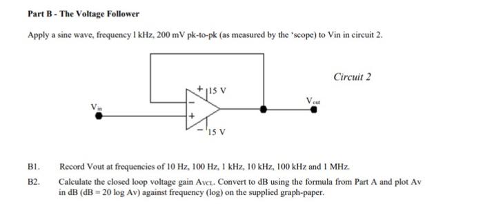 Solved Part B - The Voltage Follower Apply a sine wave, | Chegg.com