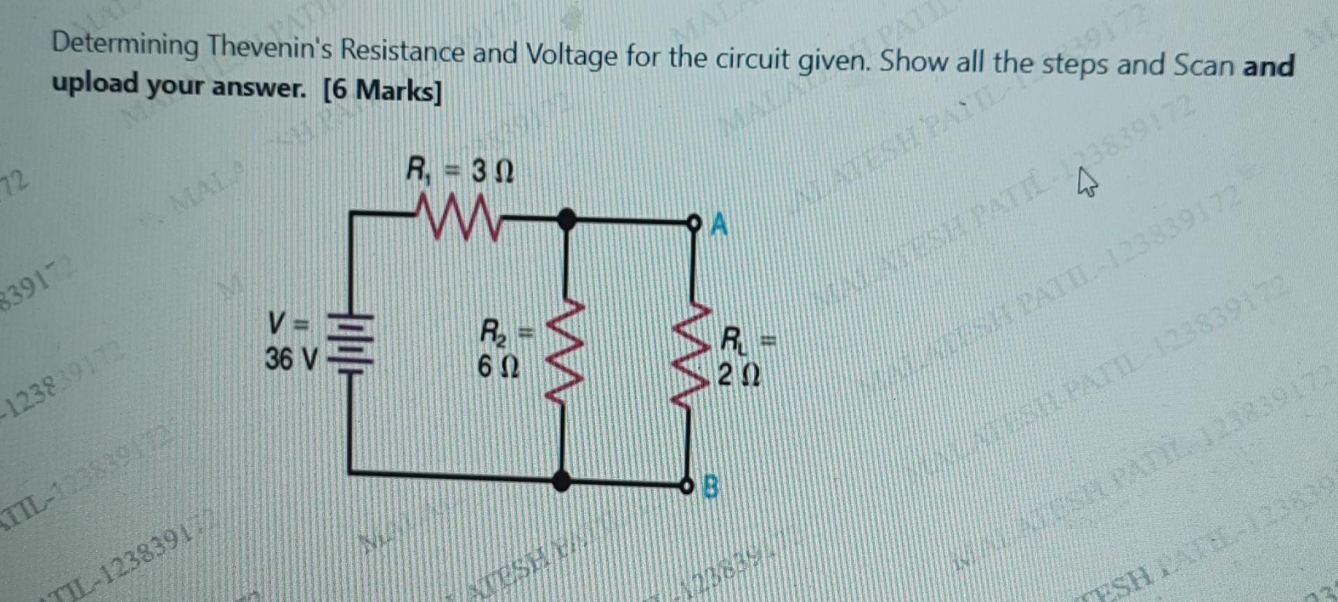 Solved Determining Thevenin's Resistance and Voltage for the | Chegg.com
