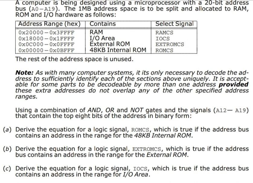 A computer is being designed using a microprocessor | Chegg.com