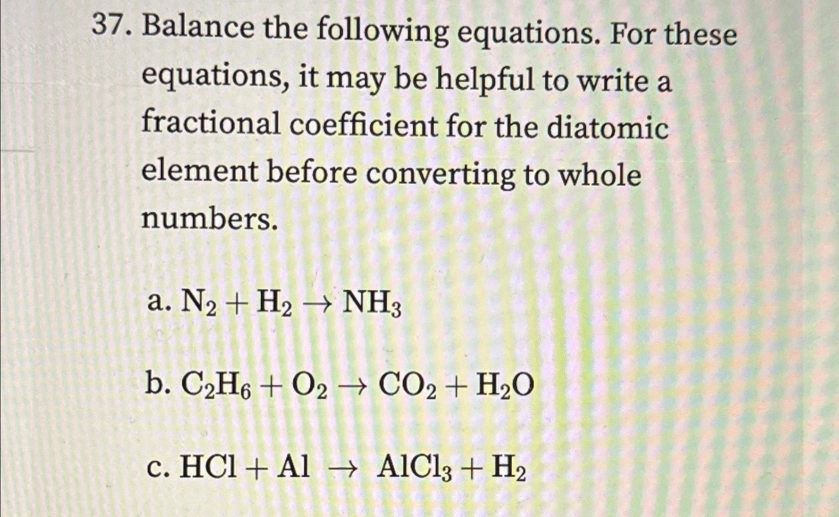 Solved Balance the following equations. For these equations, | Chegg.com