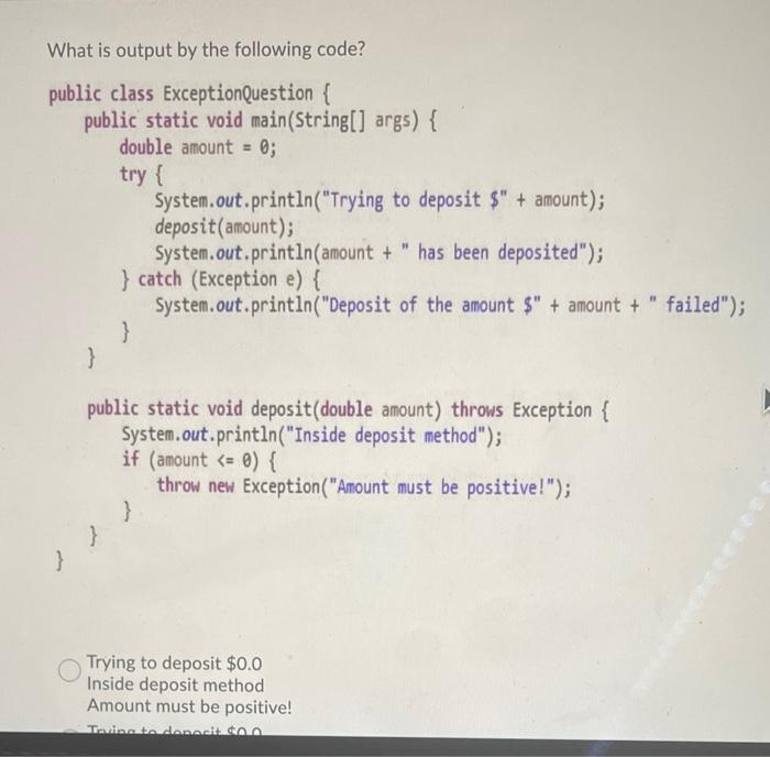 Solved What is output by the following code? public class | Chegg.com