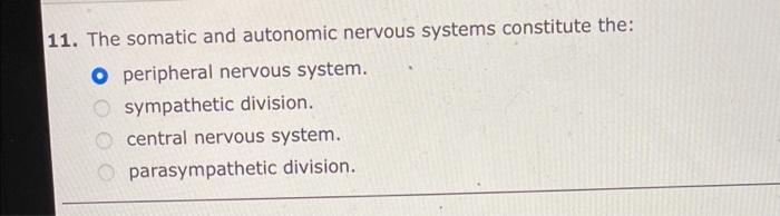 Solved 11. The somatic and autonomic nervous systems | Chegg.com