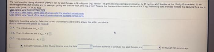 Solved The recommended detaylowano (RDA) of iron for adult | Chegg.com