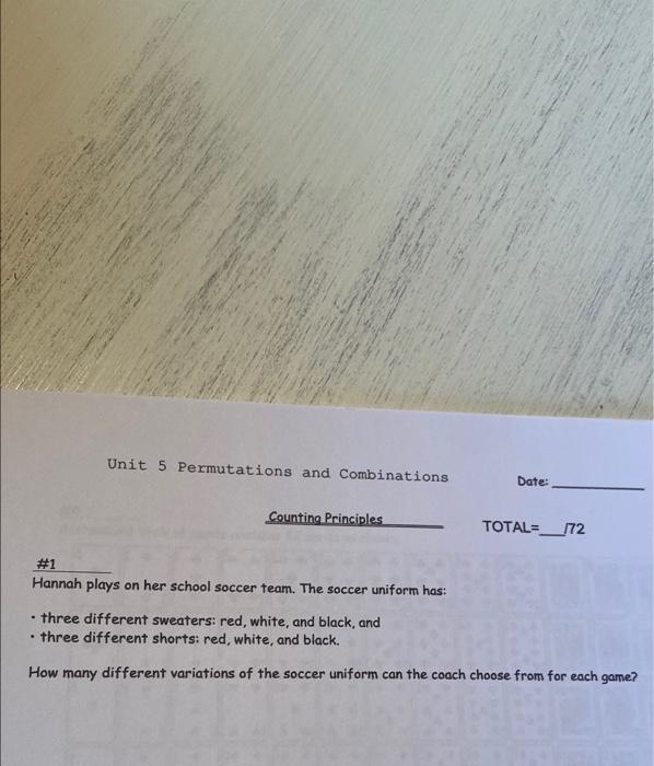 Solved Unit 5 Permutations and Combinations Counting | Chegg.com