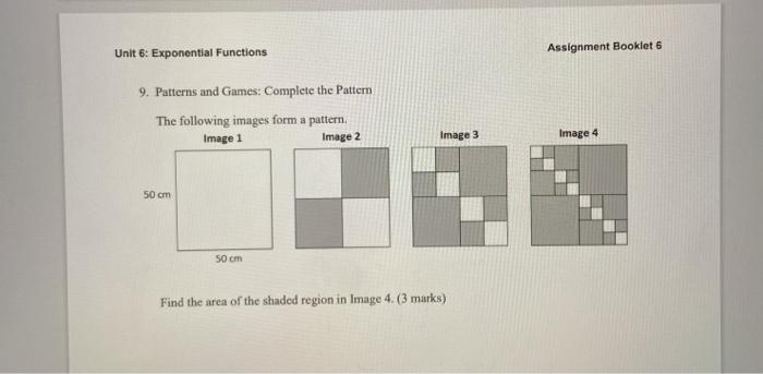 Solved Unit 6: Exponential Functions Assignment Booklet 6 9. | Chegg.com