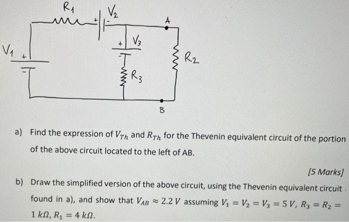 Solved a) Find the expression of VTh and RTh for the | Chegg.com