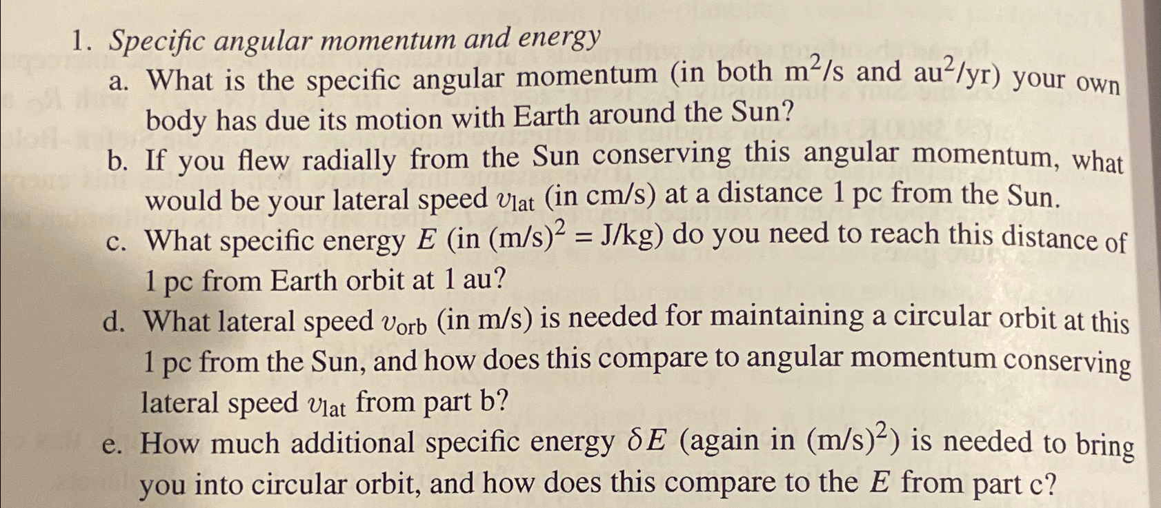 Solved Specific angular momentum and energya. ﻿What is the | Chegg.com