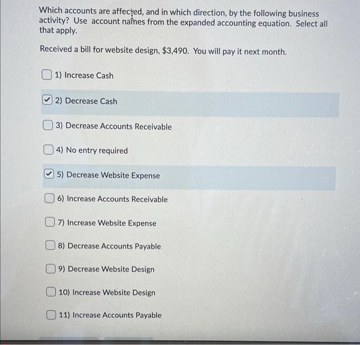 Solved Which accounts are affected, and in which direction, | Chegg.com