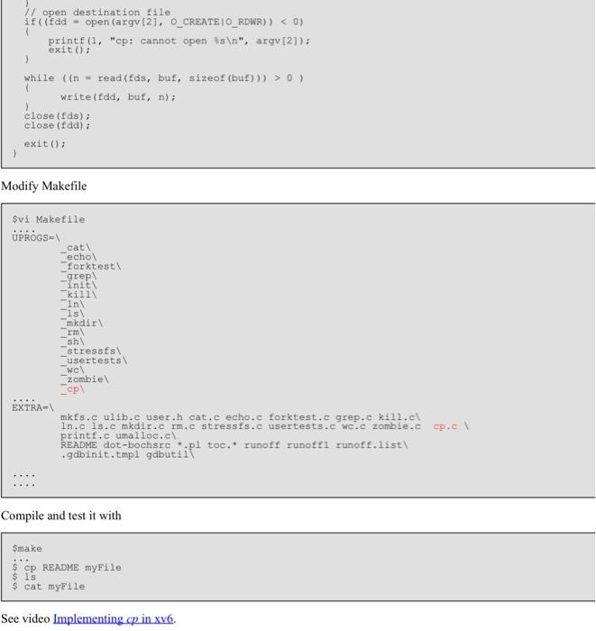 Solved how do I add a command and then modify the makefile? | Chegg.com