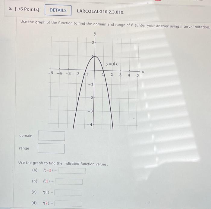 find the domain and range using interval notation. | Chegg.com
