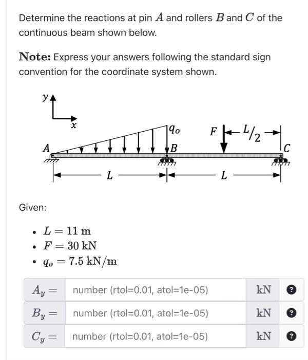 Solved Determine the reactions at pin A and rollers B and C | Chegg.com