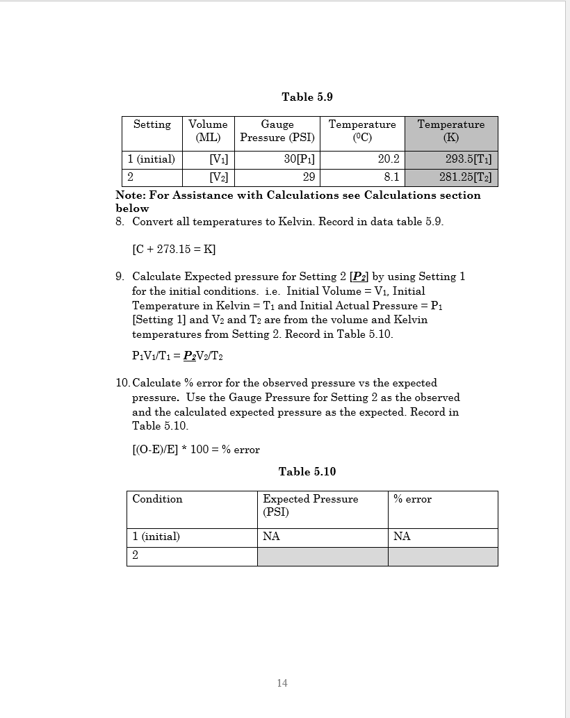 Solved Table 5.9Note: For Assistance with Calculations see | Chegg.com