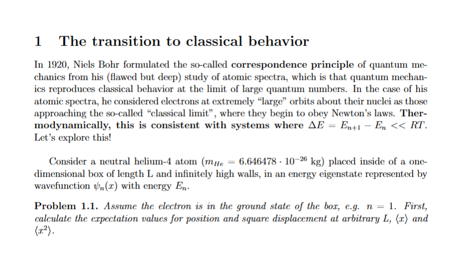 Solved 1 ﻿The transition to ﻿classical behaviorIn 1920, | Chegg.com