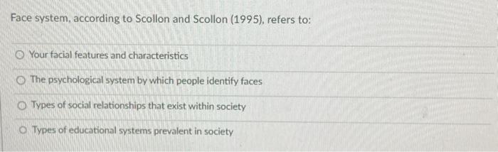 Solved Face system, according to Scollon and Scollon (1995), | Chegg.com