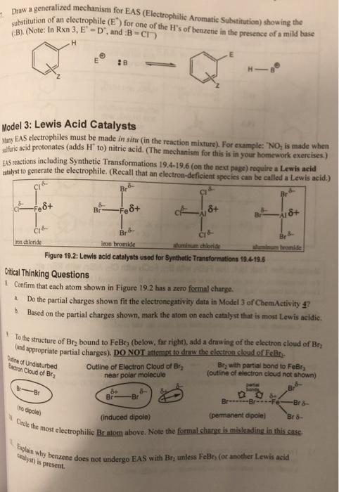 Solved Draw a generalized mechanism for EAS (Electrophilic | Chegg.com