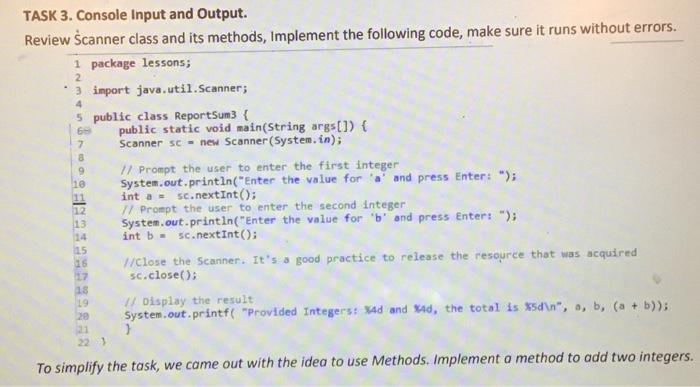 Solved TASK 3. Console Input and Output. Review Ścanner | Chegg.com