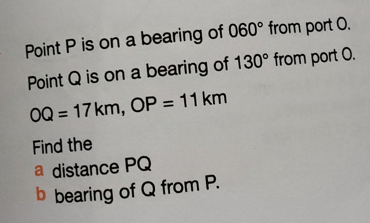 Solved Point P ﻿is on a bearing of 060° ﻿from port 0 .Point | Chegg.com