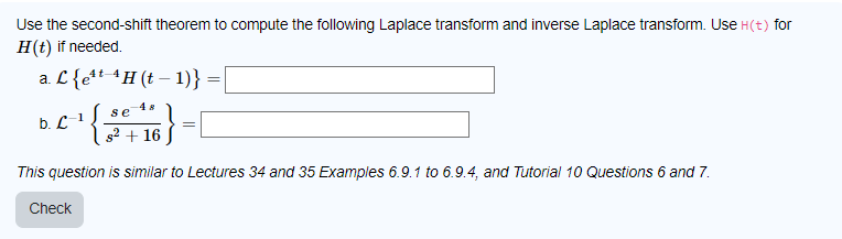Solved Use the second-shift theorem to compute the following | Chegg.com