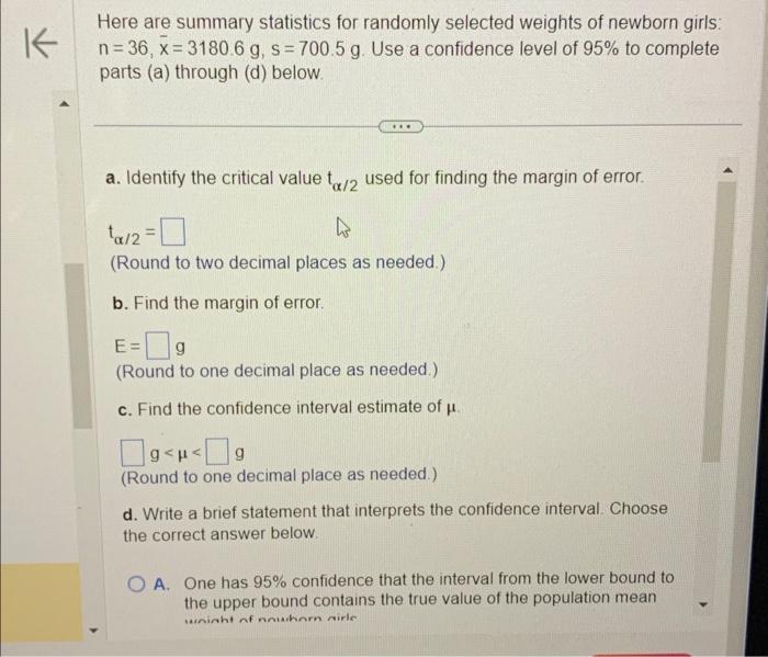 Solved Here are summary statistics for randomly selected | Chegg.com