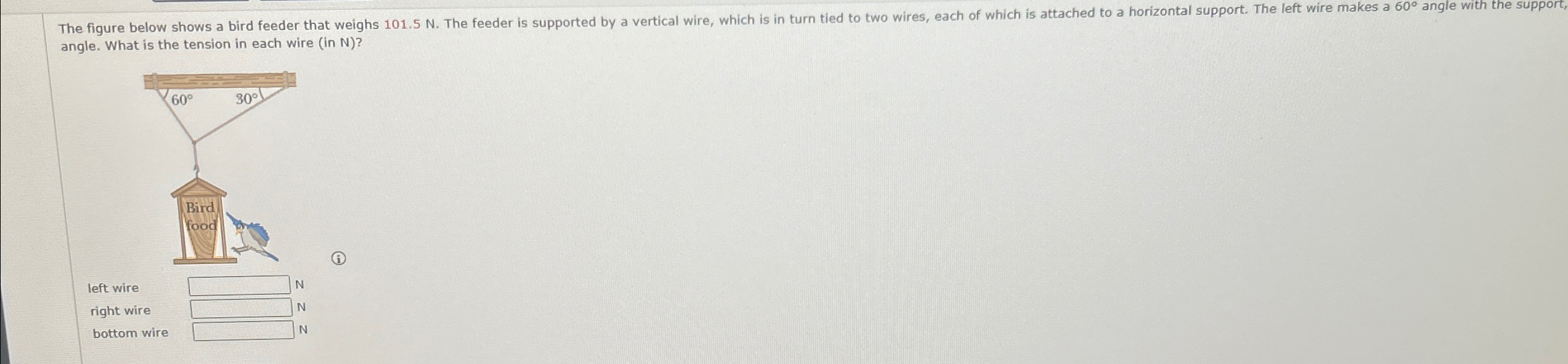 Solved angle. What is the tension in each wire (in | Chegg.com