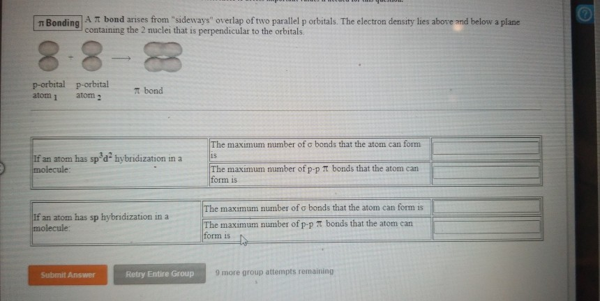 Solved Bonding AT bond arises from "sideways" overlap of two | Chegg.com