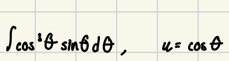 Solved ∫﻿﻿cos3θsinθdθ,u=cosθ | Chegg.com