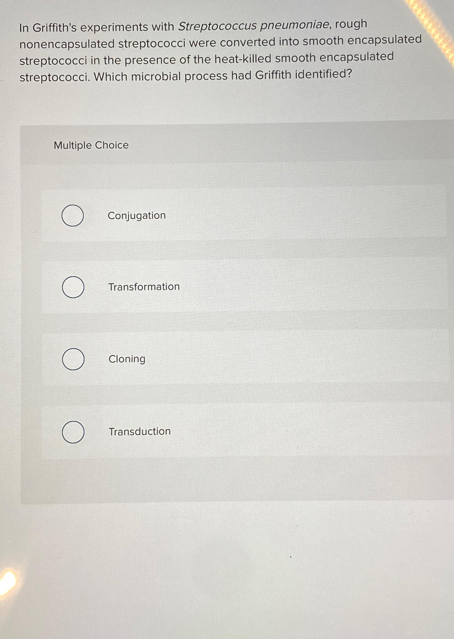 Solved In Griffith's experiments with Streptococcus | Chegg.com