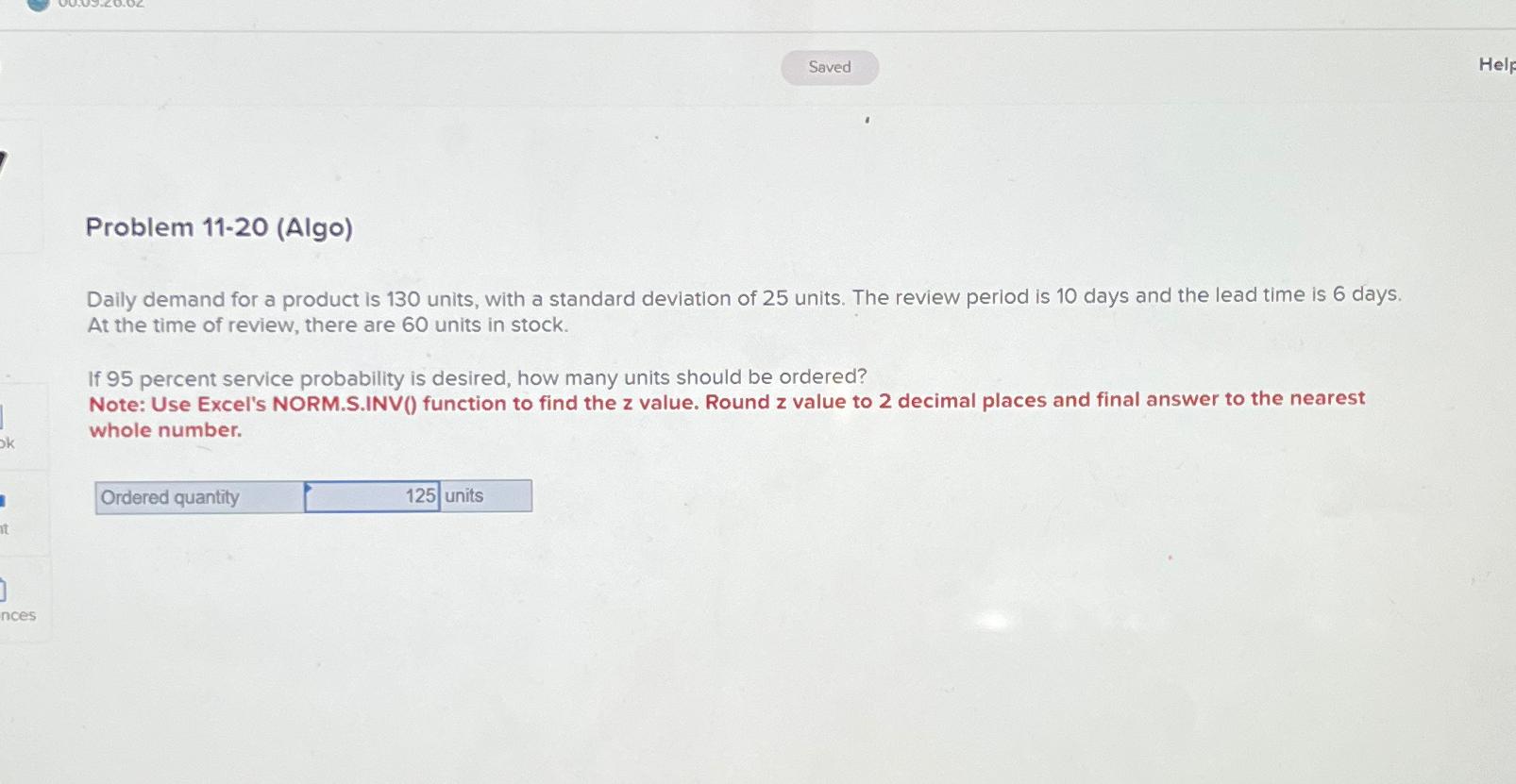 Solved Problem 11-20 (Algo)Daily demand for a product is 130 | Chegg.com