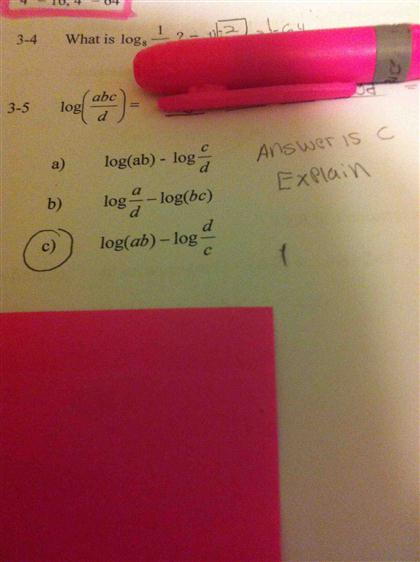 Solved What is log8 1/ ? log(abc/d) = log(ab) - log c/d | Chegg.com