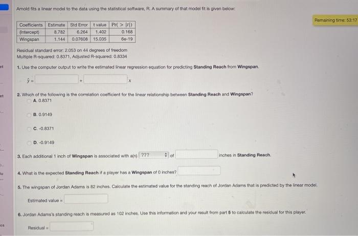 Solved Standing Reach in the NBA - Standing reach measures | Chegg.com