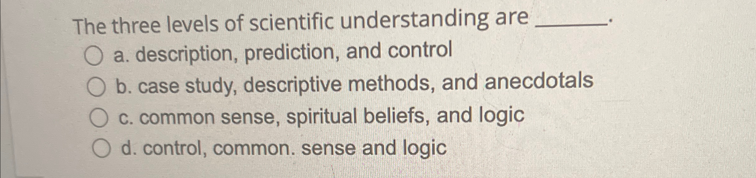 Solved The three levels of scientific understanding are ﻿a. | Chegg.com