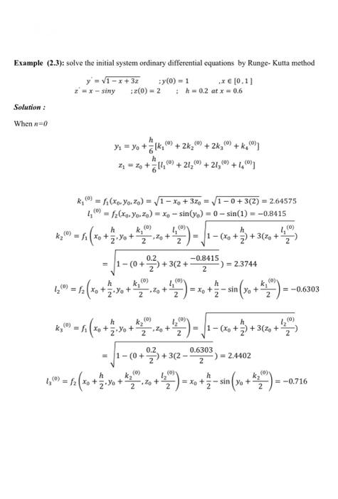 Solved Example (2.3): solve the initial system ordinary | Chegg.com