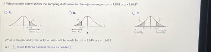 Solved For each of the following rejection regions, sketch | Chegg.com