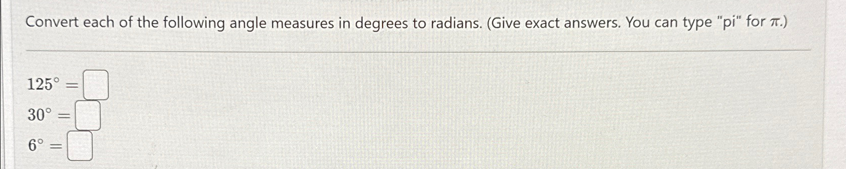 Solved Convert each of the following angle measures in | Chegg.com