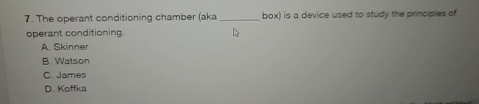 Solved The operant conditioning chamber (aka (jox) ﻿is a | Chegg.com