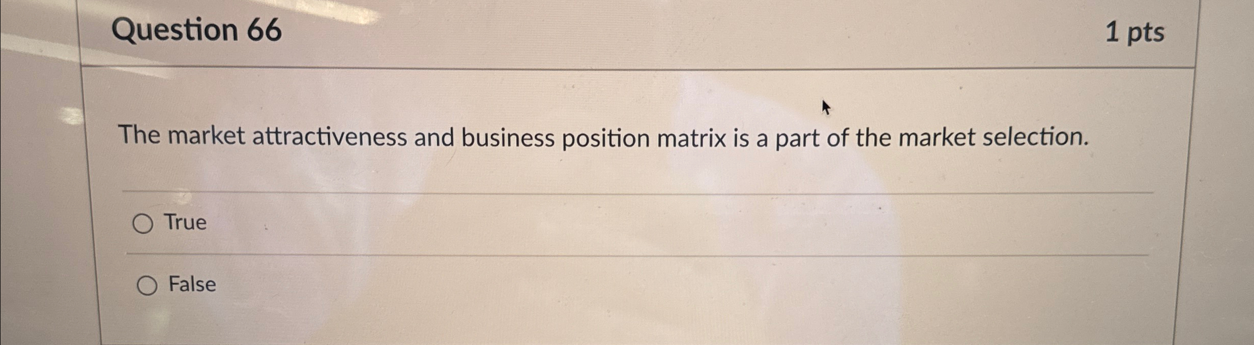 Solved Question 661 ﻿ptsThe market attractiveness and | Chegg.com