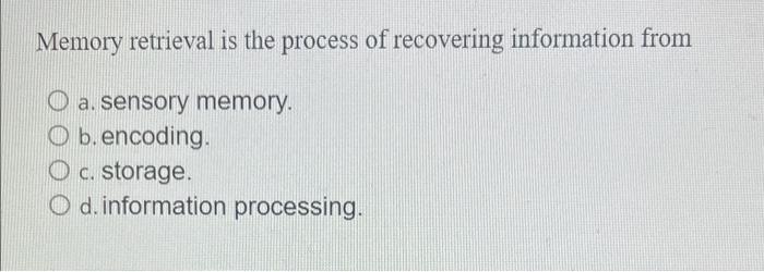 Solved The theory of context-dependent memory suggests that | Chegg.com