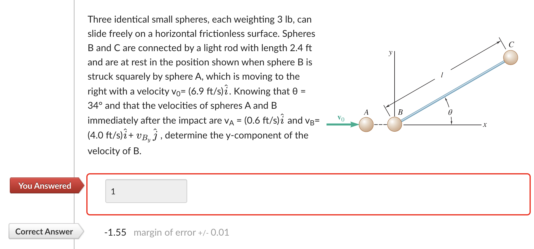 Solved Three identical small spheres, each weighting 3lb, | Chegg.com