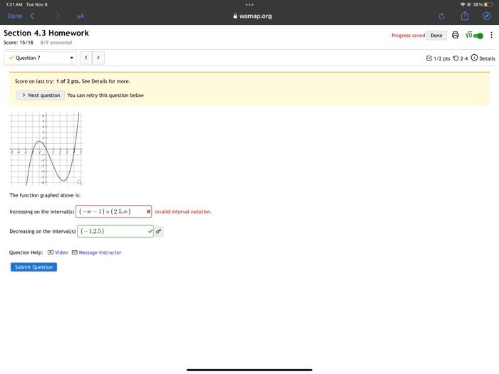 Solved Score en last tryy 1 of 2 pts. See Details for more. | Chegg.com