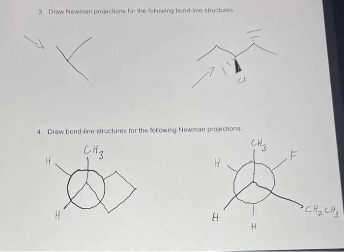 Solved 3. Draw Newman projections for the following | Chegg.com