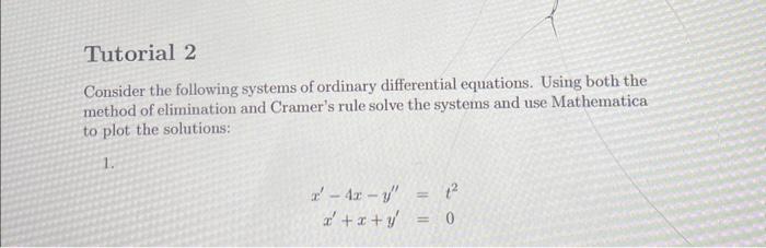 Solved Consider the following systems of ordinary | Chegg.com
