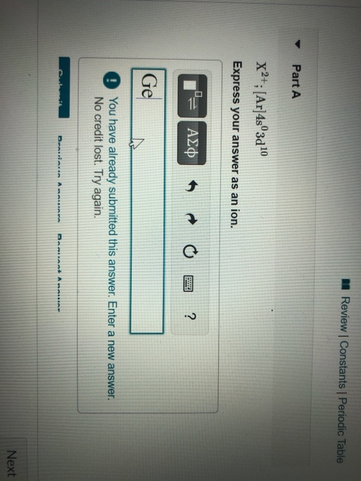 Solved A Review Constants Periodic Table Part A X2+; | Chegg.com